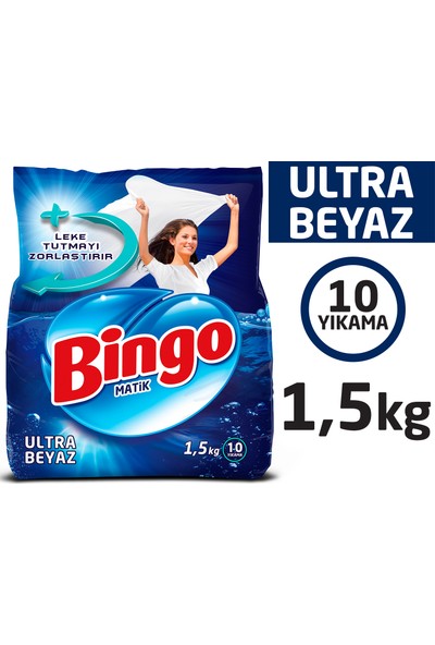 Bingo Ultra Beyaz Toz Çamaşır Deterjanı 1,5 Kg Bingo Ultra Beyaz Toz Çamaşır Deterjanı 1,5 Kg