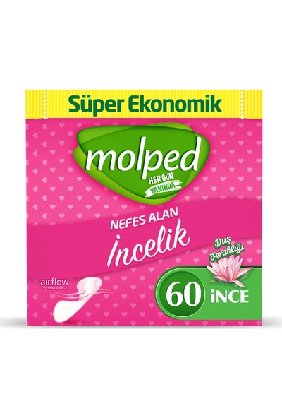 Molped Günlük Ped İnce Duş Ferahlığı Süper Ekonomik 60 Adet Molped Günlük Ped İnce Duş Ferahlığı Süper Ekonomik 60 Adet