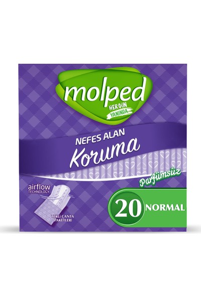Molped Günlük Ped Koruma Parfümsüz Normal Tekli Sargılı Paket 20 Adet Molped Günlük Ped Koruma Parfümsüz Normal Tekli Sargılı Paket 20 Adet
