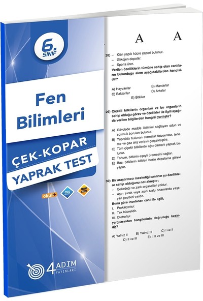 4 Adım 6. Sınıf Fen Bilimleri Çek Kopar Yaprak Test