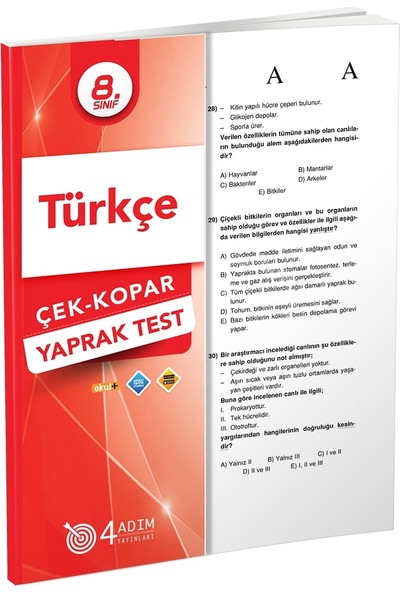 4 Adım 8. Sınıf Türkçe Çek Kopar Yaprak Test 4 Adım 8. Sınıf Türkçe Çek Kopar Yaprak Test