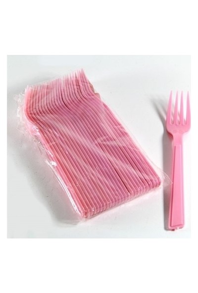 Dekorsende Plastik Çatal Pembe 25 li