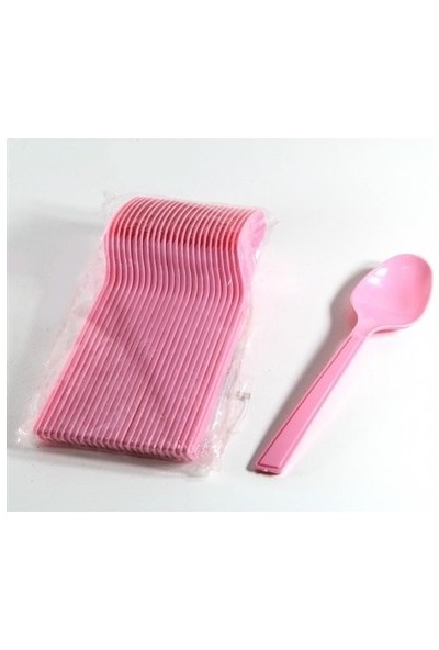 Dekorsende Plastik Kaşık Pembe 25 li