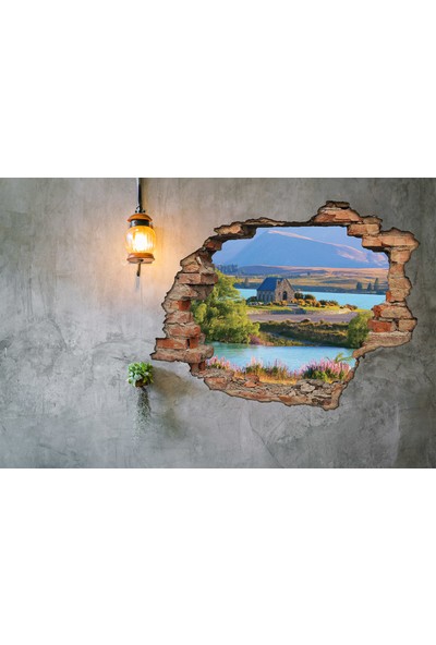 Renkselart Kırık Tuğla Manzara Duvar Sticker