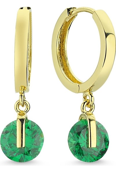 Trend Takı 564 Yeşil Taşlı Altın Küpe