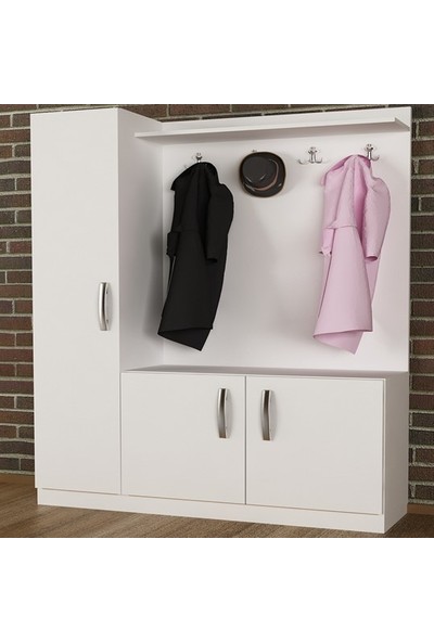 BMdekor Portmanto Ayakkabılık Vestiyer Doğal Beyaz BMdekor Portmanto Ayakkabılık Vestiyer Doğal Beyaz