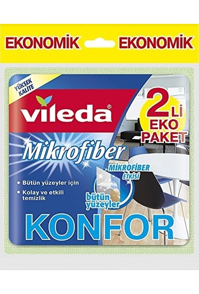 Vileda Mikrofiber Konfor Temizlik Bezi, 2'li Paket Vileda Mikrofiber Konfor Temizlik Bezi, 2'li Paket