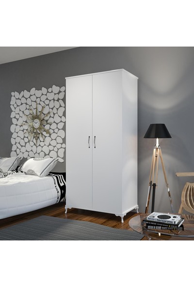 Modi̇Layn Kumsal 2 Kapaklı Gardırop - Beyaz Modi̇Layn Kumsal 2 Kapaklı Gardırop - Beyaz