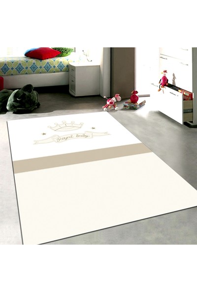 Halıforum Çocuk Odası Halısı Kaymaz Taban Krem-İ-B415 80 x 140 Cm