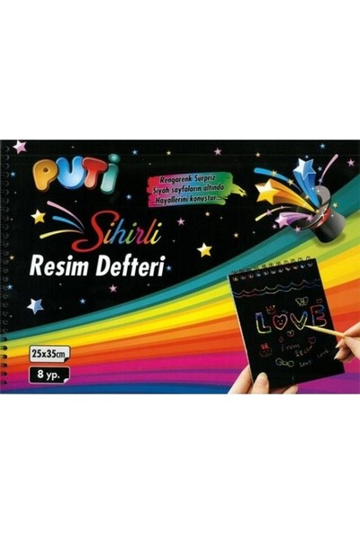 Puti Sihirli Resim Defteri 25X35 Cm 8 Yaprak (Gökkuşağı Kağıt - Defter)