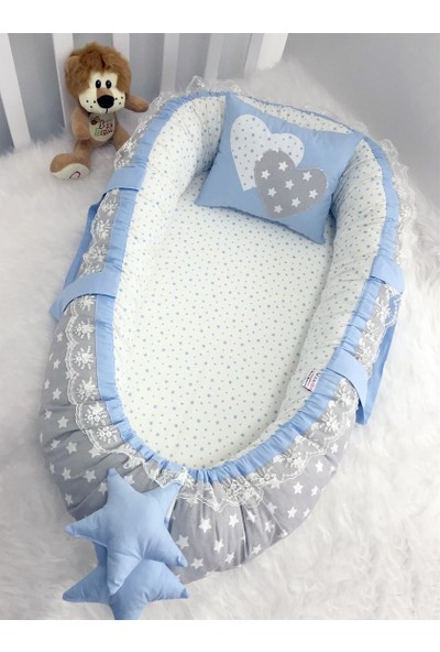 Modastra Baby Nest Gri Ve Mavi Yıldız Kombin Lüx Baby Nest Modastra Baby Nest Gri Ve Mavi Yıldız Kombin Lüx Baby Nest