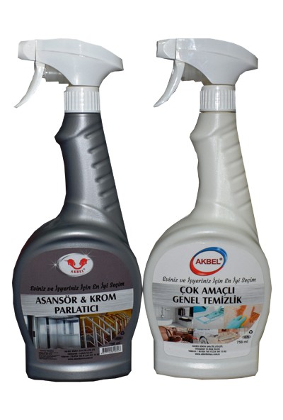 Akbel Asansör Ve Krom Parlatıcı +Çok Amaçlı Genel Temizlik 750 Ml