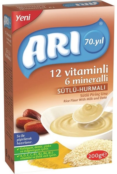 Arı 12 Vitaminli 6 Mineralli Sütlü Hurmalı Pirinçli 200 gr