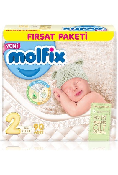 Molfix Bebek Bezi 2 Beden Mini Fırsat Paketi 90 Adet Molfix Bebek Bezi 2 Beden Mini Fırsat Paketi 90 Adet