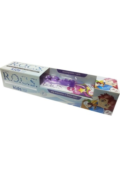 Rocs Kids Florürsüz Diş Macunu ve Diş Fırçası Seti - Lila Rocs Kids Florürsüz Diş Macunu ve Diş Fırçası Seti - Lila