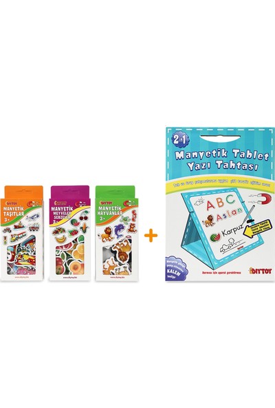 Diy-toy Manteyik 3'lü Eğlenceli set Manyetik Tahta Hediyeli