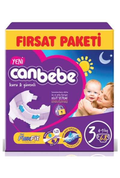 Canbebe Fırsat Paketi (3 Numara) 4-9 kg Paket İçi 68 Adet Canbebe Fırsat Paketi (3 Numara) 4-9 kg Paket İçi 68 Adet