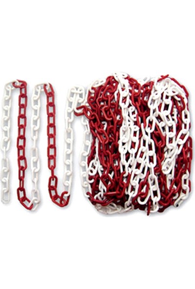 Evelux Plastik Zincir Kırmızı-Beyaz 25 M