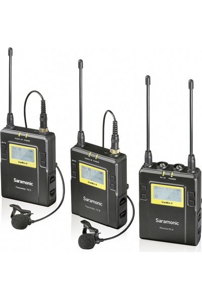 Saramonic UwMic9 TX9+TX9+RX9 Kit2 UHF Kablosuz Yaka Mikrofonu Saramonic UwMic9 TX9+TX9+RX9 Kit2 UHF Kablosuz Yaka Mikrofonu