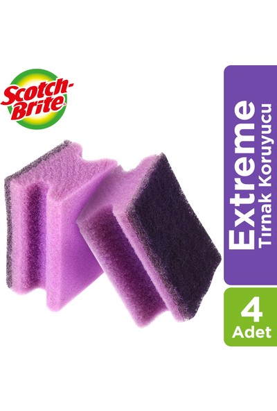 Scotch Brite Extreme Bulaşık Süngeri Tırnak Koruyuculu 4'lü