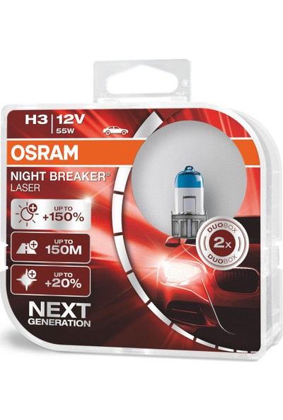 Osram Next Generation H3 Night Breaker Laser +%150 12V 55W 2'Li Ampül Set Osram Next Generation H3 Night Breaker Laser +%150 12V 55W 2'Li Ampül Set