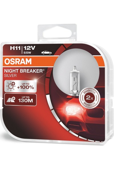 Osram H11 Night Breaker Silver +%100 12V 55W 2'Li Ampül Set Osram H11 Night Breaker Silver +%100 12V 55W 2'Li Ampül Set