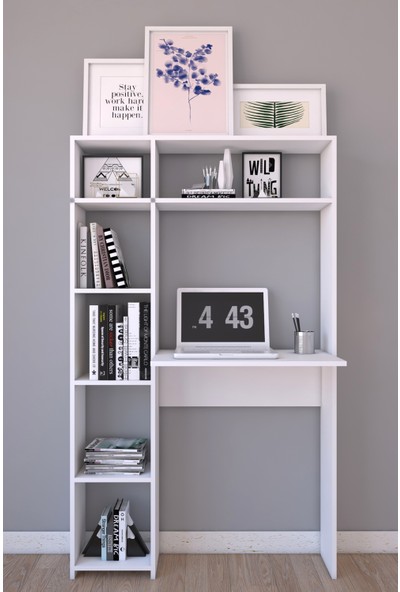Platinreyon Tek Kitaplıklı Çalışma Masası 180 cm Yükseklik