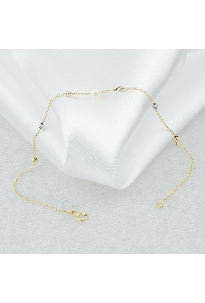 Bilezikci İncili İtalyan Top Altınlı 14 Ayar Bileklik