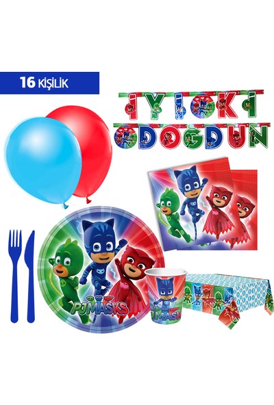 Parti Bulutu Pijamaskeliler Parti Seti 16 Kişilik Parti Bulutu Pijamaskeliler Parti Seti 16 Kişilik