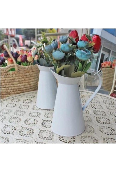 Shaddy Goods Ferforje lüx Kulplu Metal Vazo Beyaz