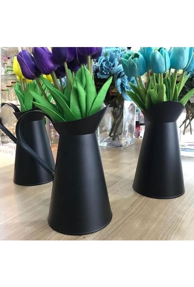 Shaddy Goods Ferforje lüx Kulplu Metal Vazo Siyah