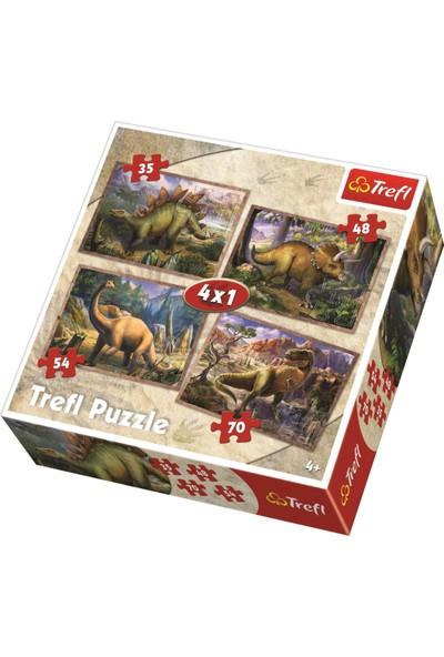Trefl 4'lü İyi Dinazorlar Çocuk Puzzle (35+48+54+70 Parça)