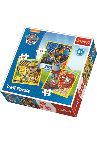 Trefl Puzzle Marshall, Rubble And Chase, Paw Patrol 20+36+50 Parça 3 İn 1 Puzzle Trefl Puzzle Marshall, Rubble And Chase, Paw Patrol 20+36+50 Parça 3 İn 1 Puzzle