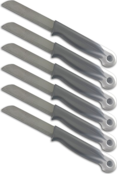 Solingen Meyve Bıçağı Tırtıklı 6'lı Set ( Gri )