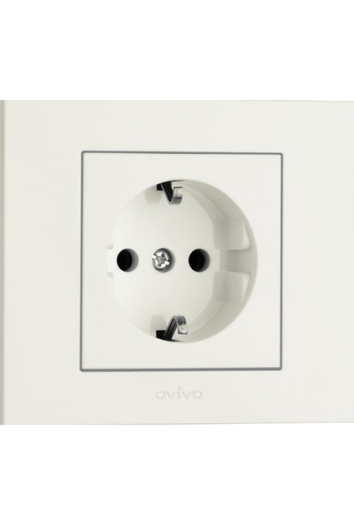 Ovivo Grano Beyaz Topraklı Priz Çerçeveli