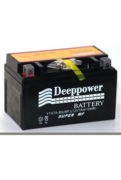 Deep Power Ytx7A-Bs 12V 7Ah 10Hr Yatık Motosiklet Akü Deep Power Ytx7A-Bs 12V 7Ah 10Hr Yatık Motosiklet Akü