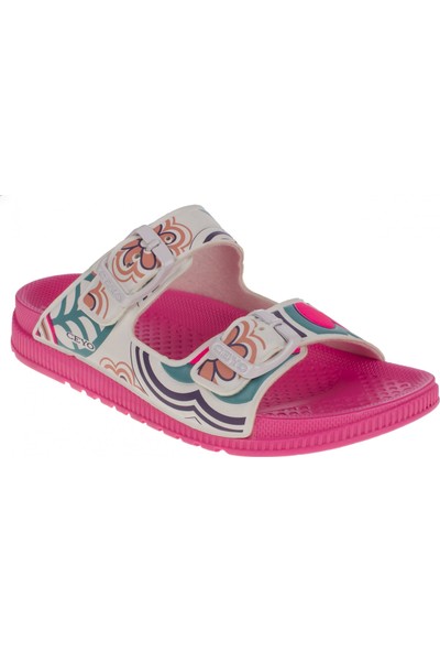 Ceyo 9928-19 Puantiyeli Cift Toka Beyaz Çocuk Terlik