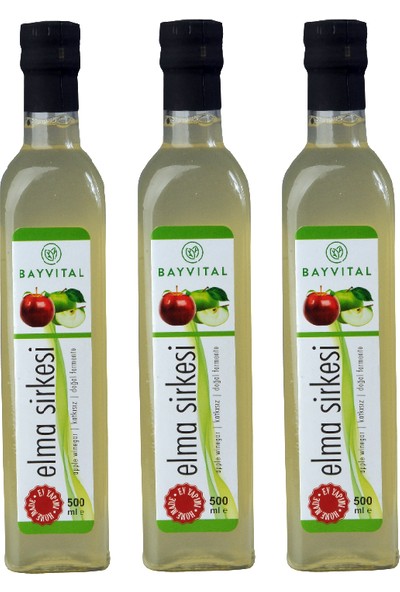 Bayvital Elma Sirkesi Doğal Fermente - Ev Yapımı 3 X 500 ml Bayvital Elma Sirkesi Doğal Fermente - Ev Yapımı 3 X 500 ml