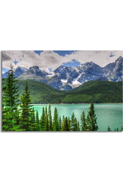 Ideasol Yeşil Göl Manzara Kanvas Tablo