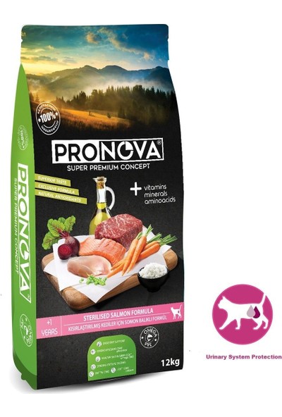 Pronova Sterilised Somon Balıklı Kısırlaştırılmış Düşük Tahıllı Kedi Maması 12 Kg