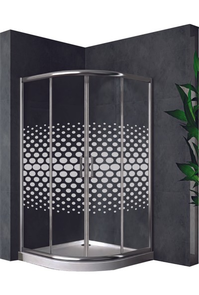 Cabbin11 80*80 Oval Duş Teknesi+ Desenli Cam Kabin