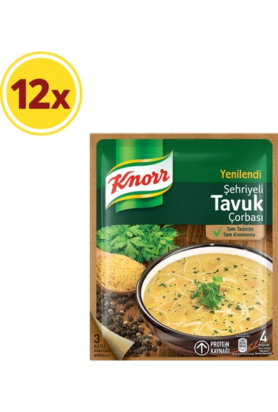 Knorr Klasik Çorba Serisi Şehriyeli Tavuk Çorbası 12'li Paket