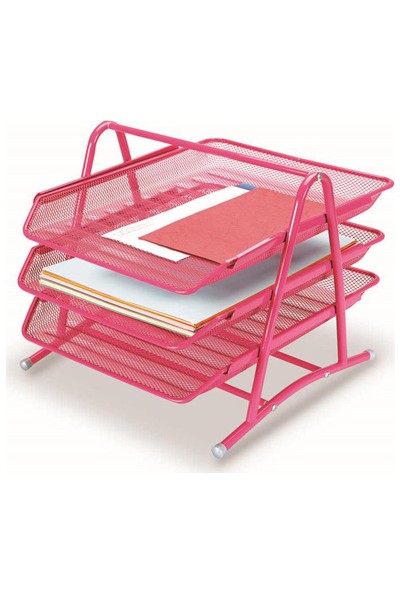 Gıpta Metal 3 Kat Hareketli Evrak Rafı Pembe Gıpta Metal 3 Kat Hareketli Evrak Rafı Pembe