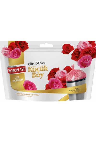Koroplast Gül Kokulu Küçük Boy Çöp Torbası 30'lu 40x45 cm Koroplast Gül Kokulu Küçük Boy Çöp Torbası 30'lu 40x45 cm