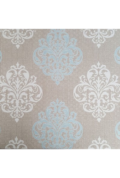 Golden Flamingo 17231 Turkuaz Damask Desenli Duvar Kağıdı