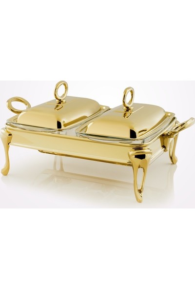 Lux Home Sıcak Servis Mumlu Cam Çelik 2 Bölmeli