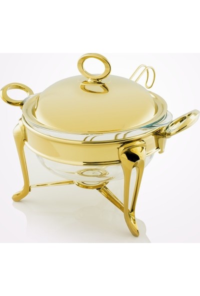 Lux Home Sıcak Servis Mumlu Cam Çelik 1 Sunum Kaşıklı