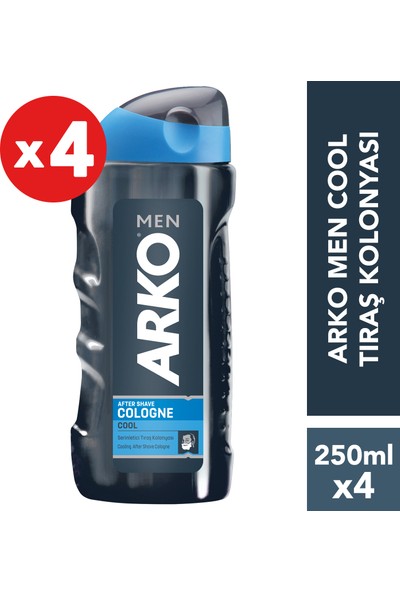 Arko Men Cool Tıraş Kolonyası 4'lü Paket 250 ml Arko Men Cool Tıraş Kolonyası 4'lü Paket 250 ml