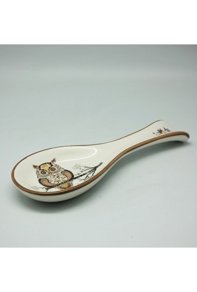 Evim Tatlı Evim Baykuş Desenli Porselen Kaşıklık