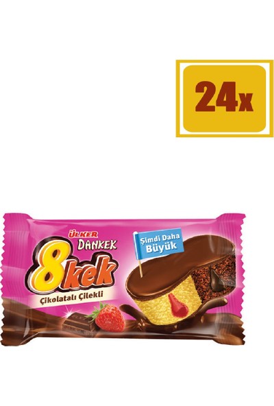 Ülker Dankek 8 Kek Çikolata Çilekli 55 gr 24'Lü Set Ülker Dankek 8 Kek Çikolata Çilekli 55 gr 24'Lü Set